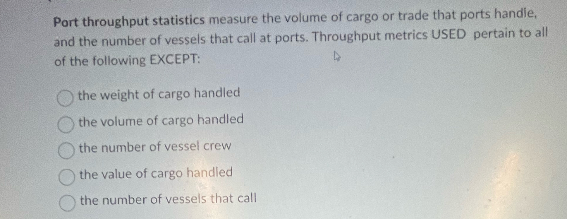 Solved Port throughput statistics measure the volume of | Chegg.com