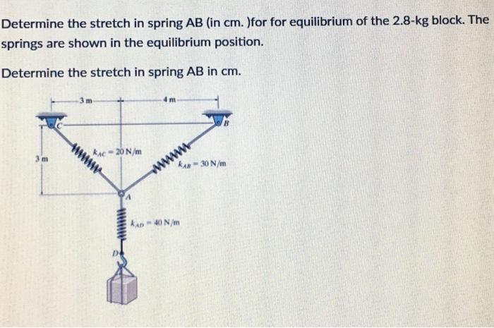 Solved Determine the stretch in spring AB (in cm.)for for | Chegg.com
