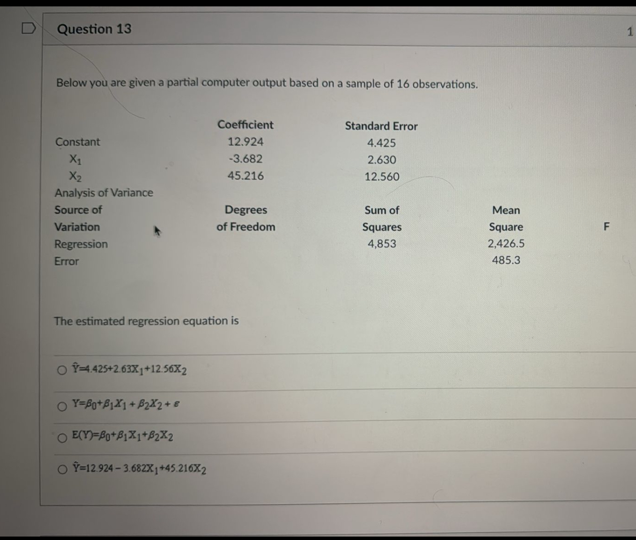 Solved Question 13Below you are given a partial computer | Chegg.com