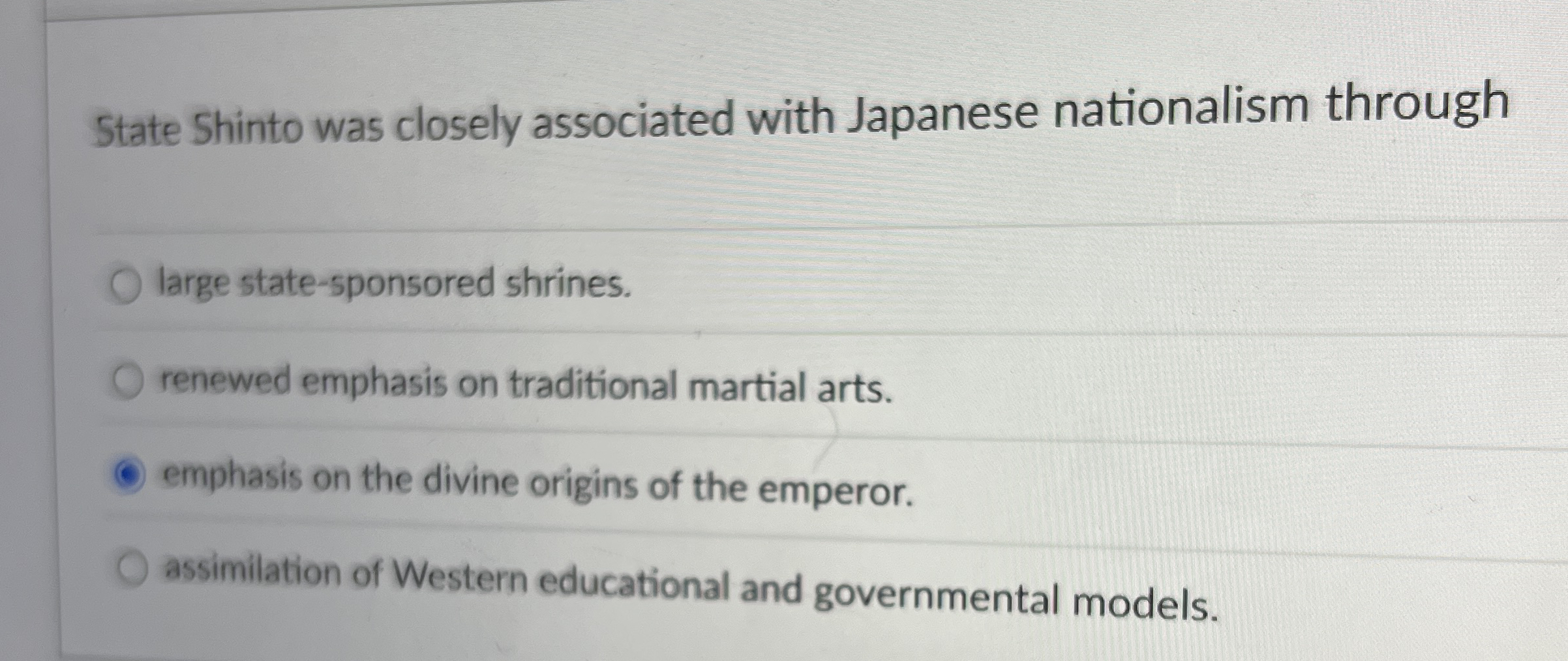 Solved State Shinto was closely associated with Japanese | Chegg.com