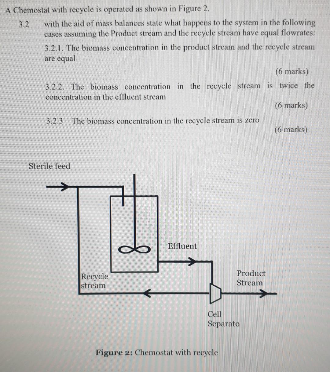 Solved A Chemostat with recycle is operated as shown in | Chegg.com