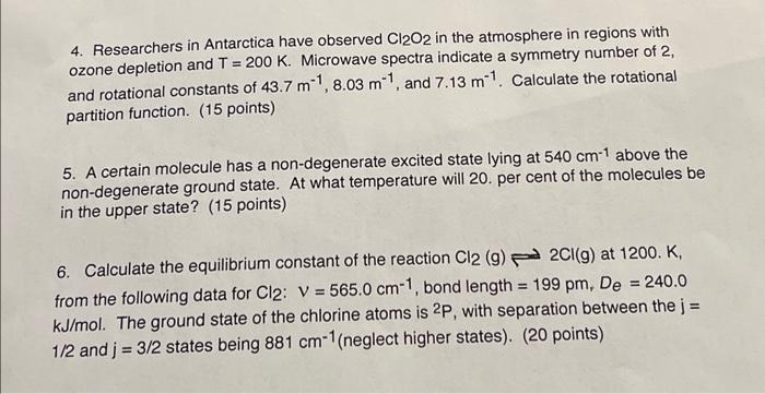 this is for pchem mainly need help with #4 and #6 . | Chegg.com