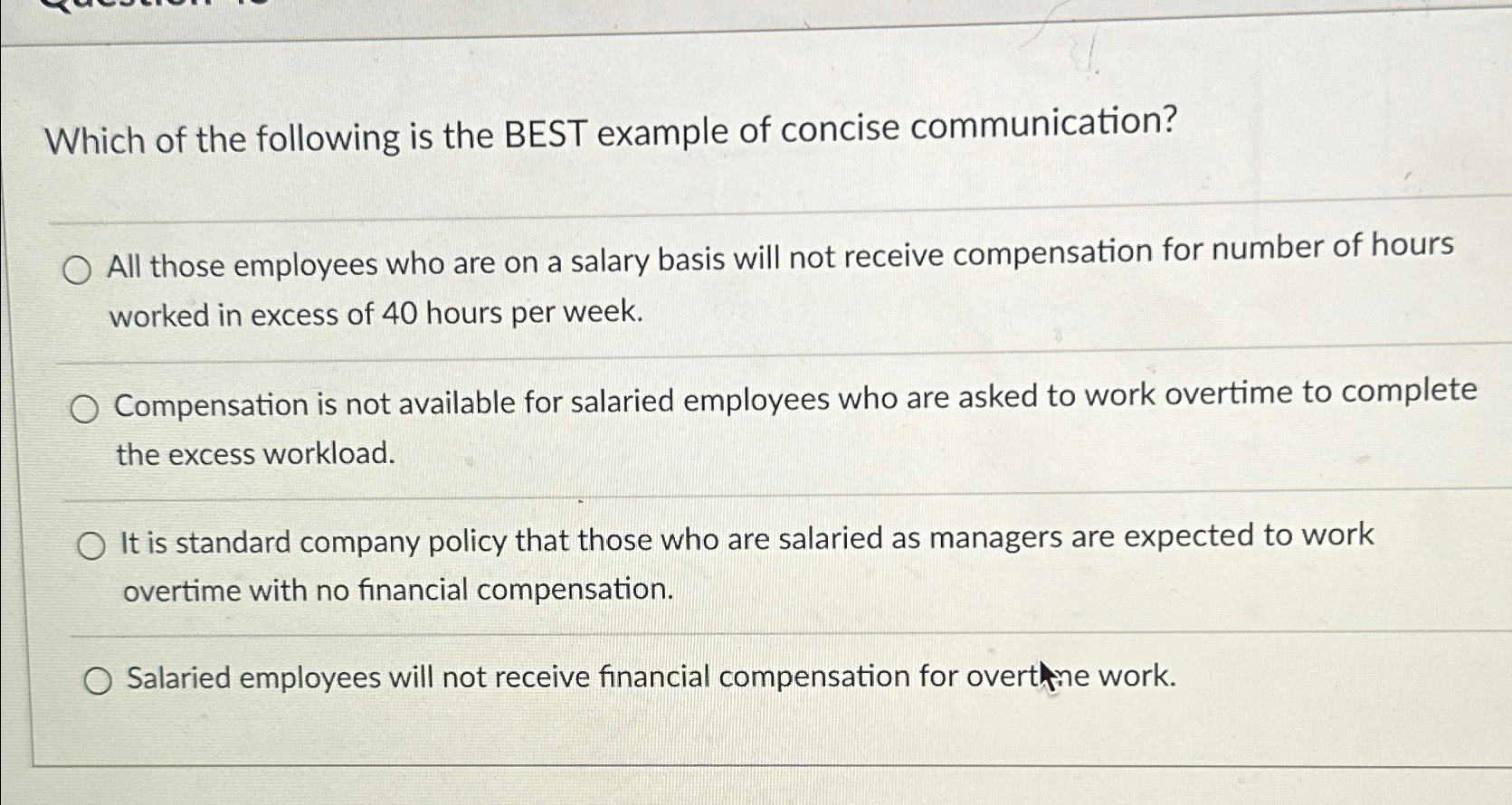 Solved Which of the following is the BEST example of concise | Chegg.com