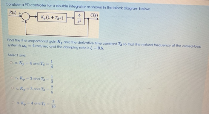 Solved Consider a PD controller for a double integrator as | Chegg.com