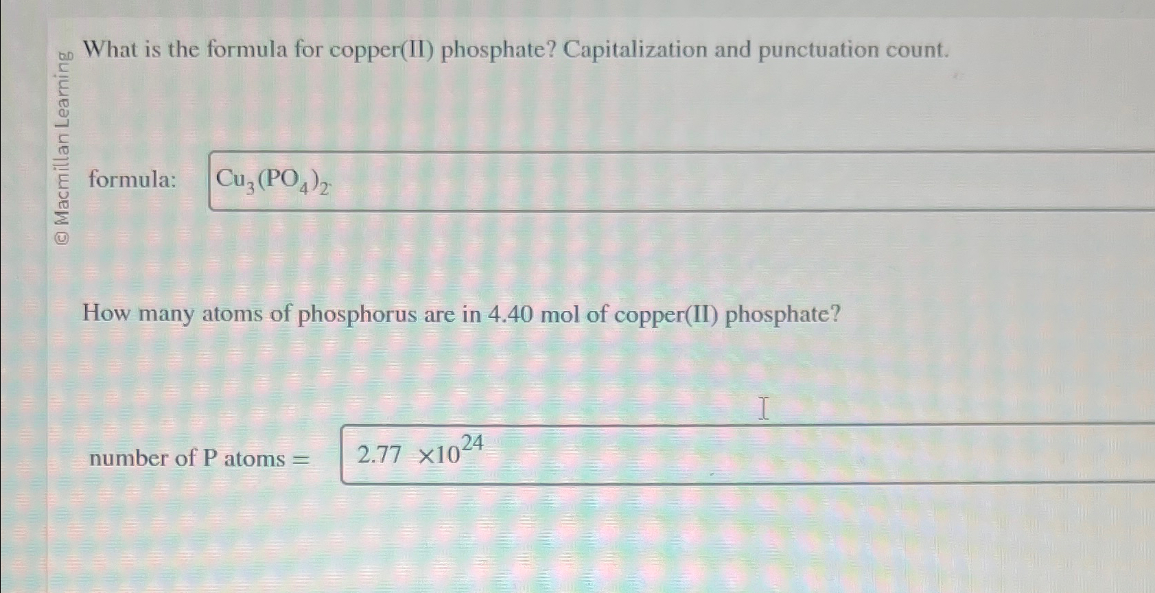 Solved an What is the formula for copper(II) ﻿phosphate? | Chegg.com