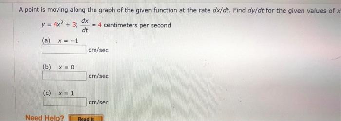 Solved A point is moving along the graph of the given | Chegg.com