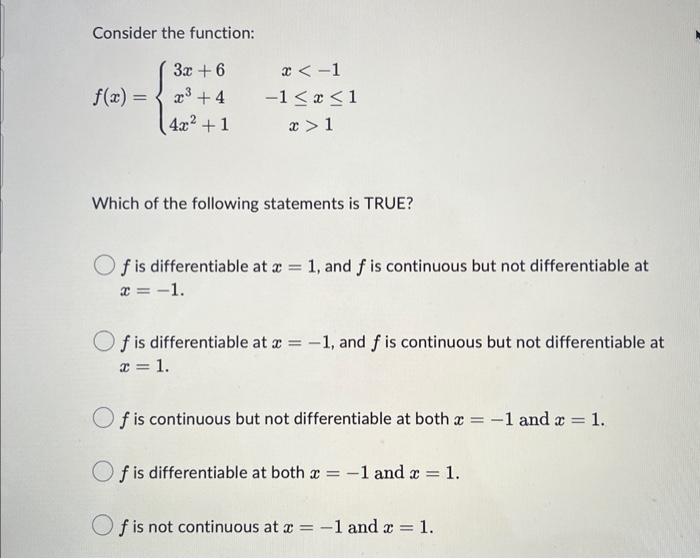 Solved Consider the function: | Chegg.com