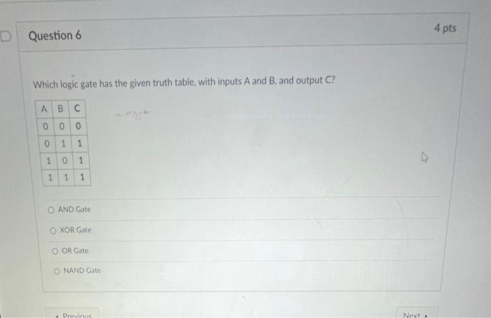 Solved Which logic gate has the given truth table, with | Chegg.com