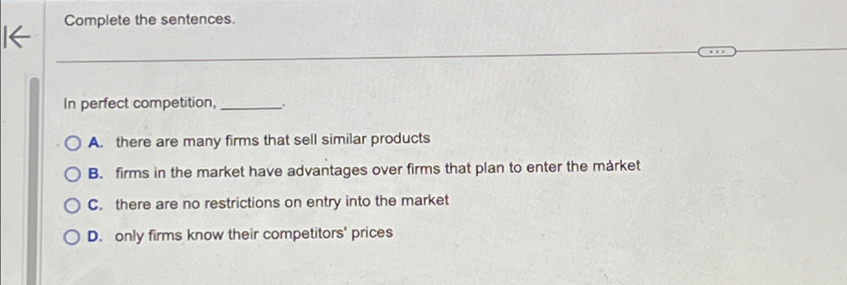 Solved Complete the sentences.In perfect competition,A. | Chegg.com