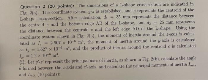 Solved Question 2 (20 points): The dimensions of a L-shape | Chegg.com