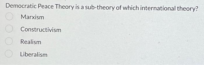 Democratic Peace Theory Is A Sub Theory Of Which
