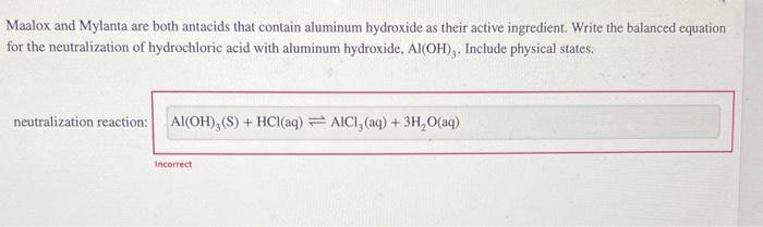 Solved Maalox and Mylanta are both antacids that contain | Chegg.com