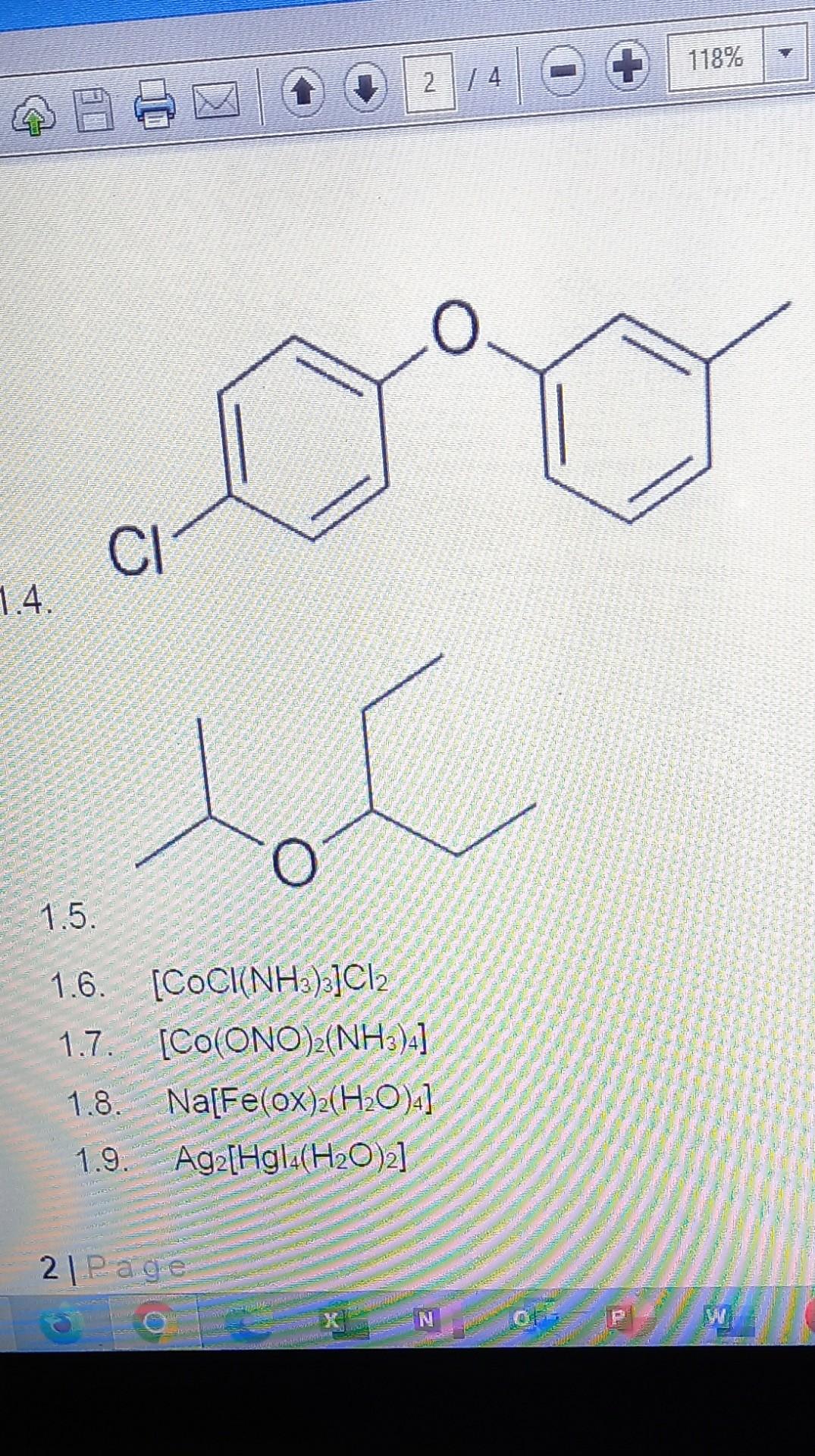 Solved 1.6. [CoCl(NH3)3]Cl2 1.7. [CO(ONO)2(NH3)4] 1.8. | Chegg.com