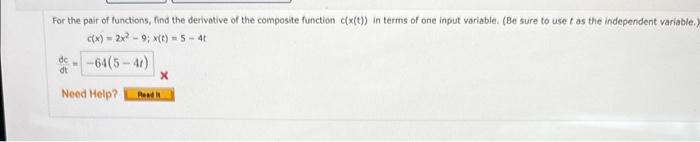 Solved For the pair of functions, find the derivative of the | Chegg.com