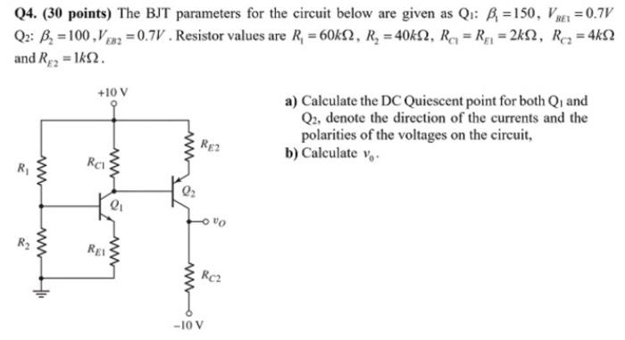 Solved a)Calculate the DC Quiescent point for both Q1 and | Chegg.com