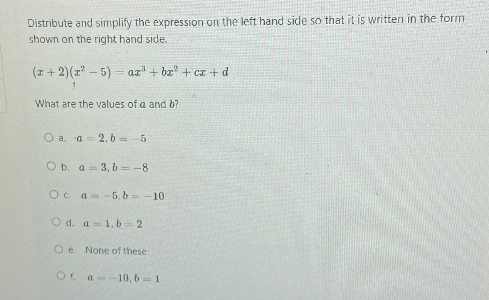 Solved Distribute and simplify the expression on the left | Chegg.com