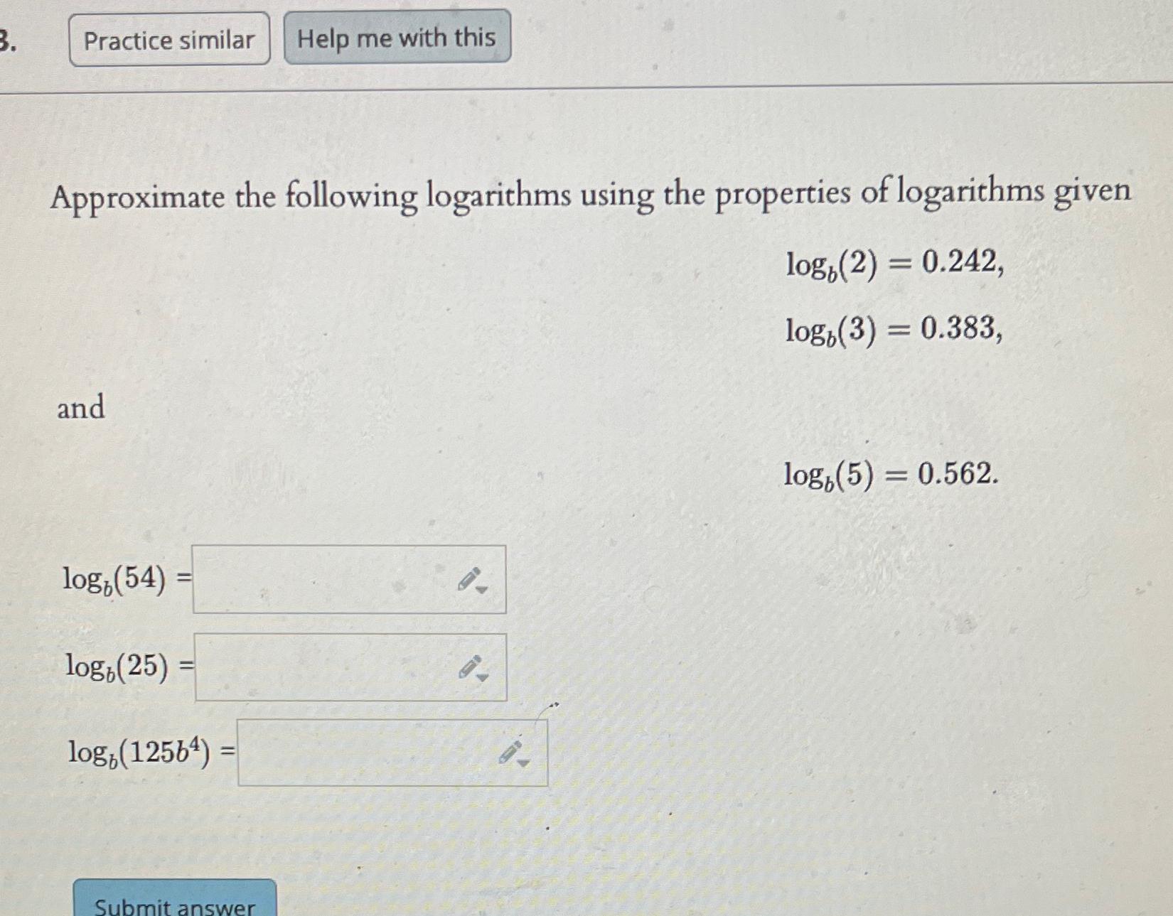 Solved Approximate the following logarithms using the | Chegg.com