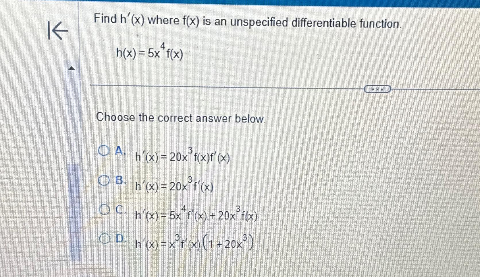 Solved Find h'(x) ﻿where f(x) ﻿is an unspecified | Chegg.com