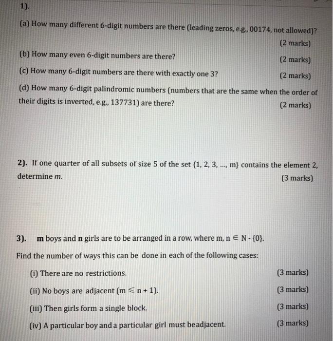Solved (a) How many different 6-digit numbers are there | Chegg.com