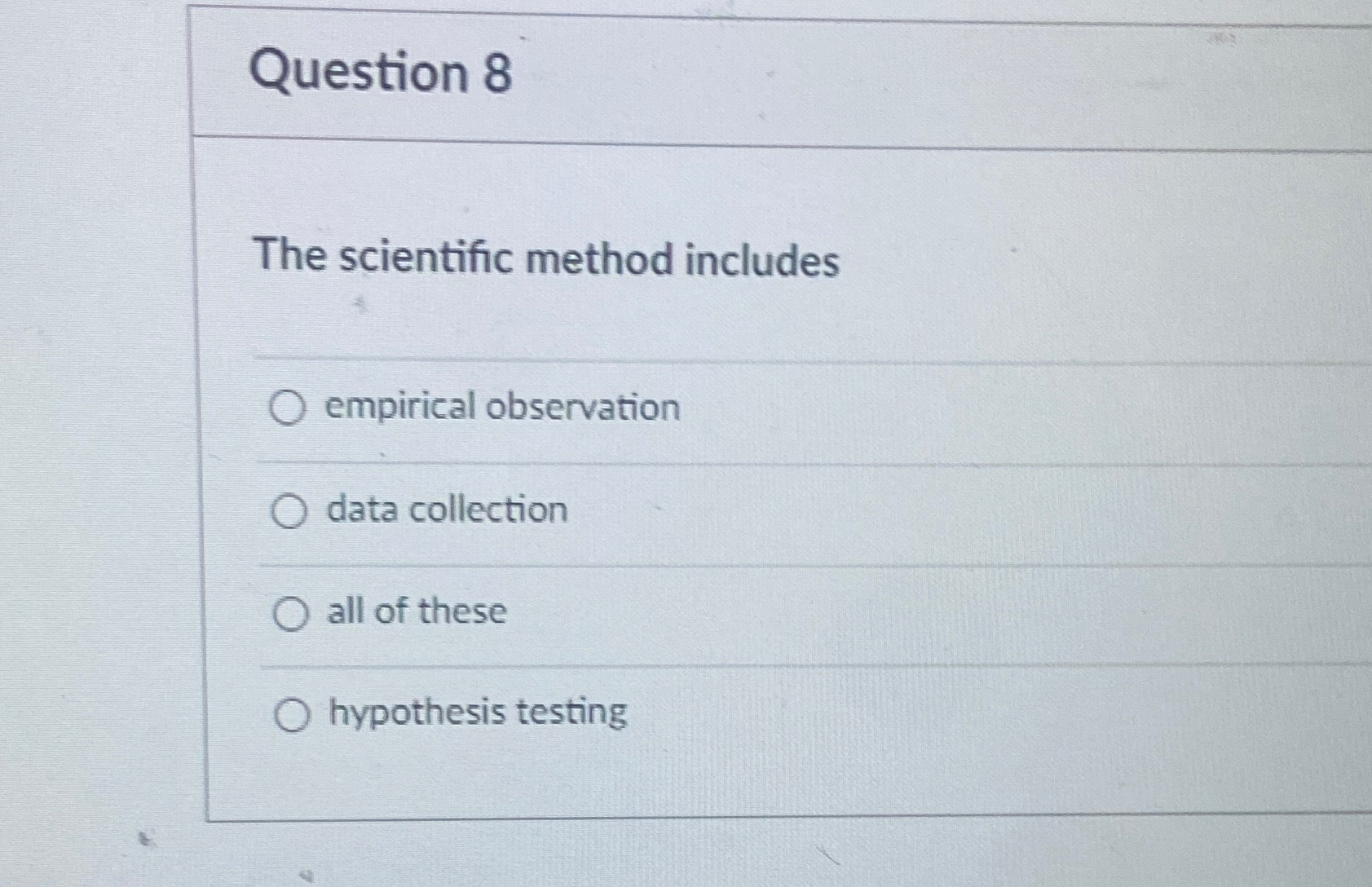 Solved Question 8The scientific method includesempirical | Chegg.com