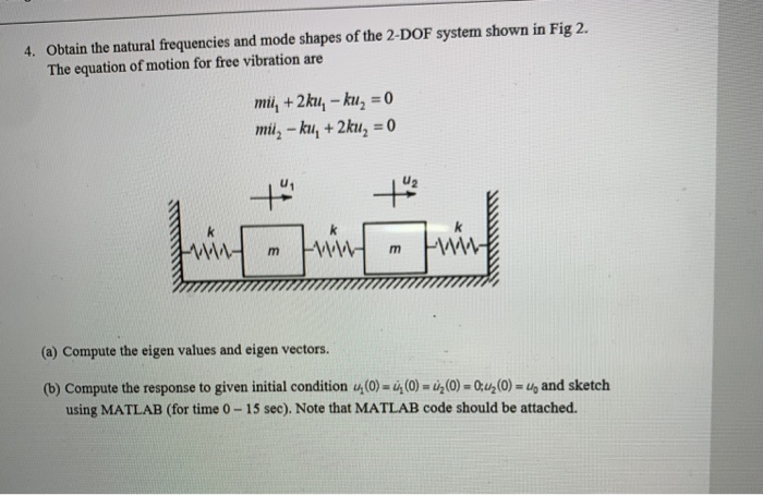 Solved 4. Obtain the natural frequencies and mode shapes of | Chegg.com