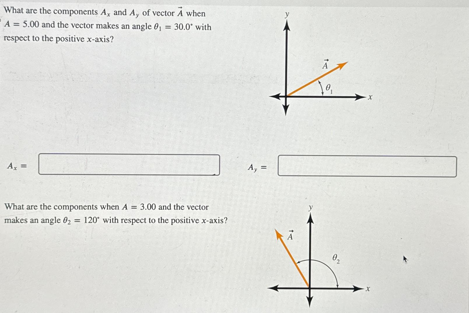 Solved What are the components Ax ﻿and Ay ﻿of vector vec(A) | Chegg.com