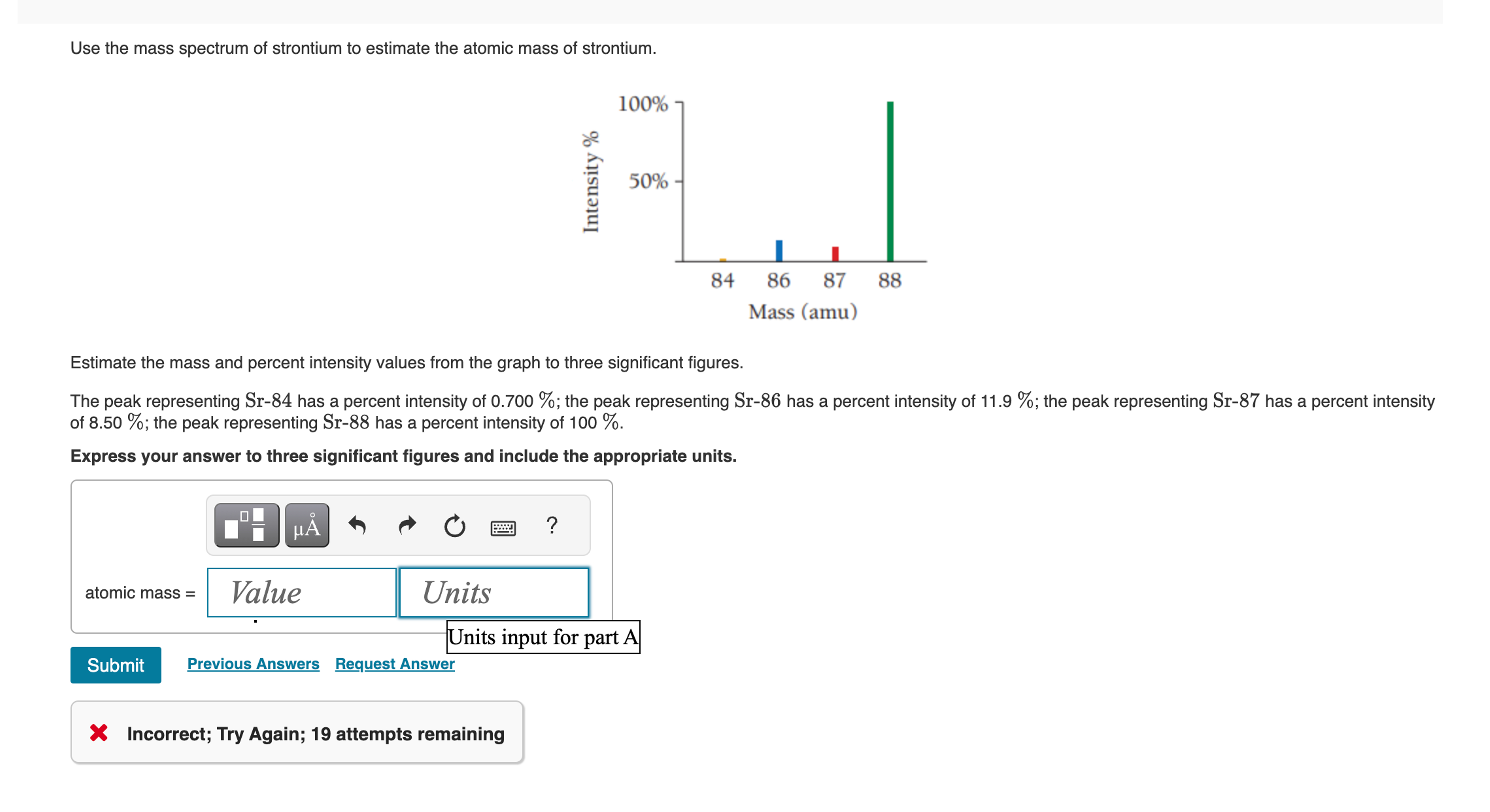 Solved Use the mass spectrum of strontium to estimate the | Chegg.com
