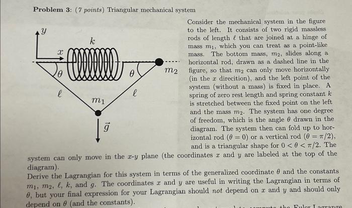 Solved Problem 3: (7 points) Triangular mechanical system | Chegg.com