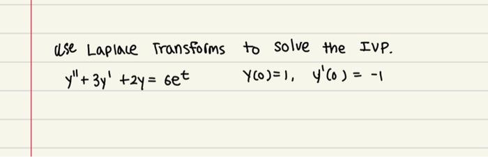 Solved use Laplace Transforms to solve the IVP. | Chegg.com