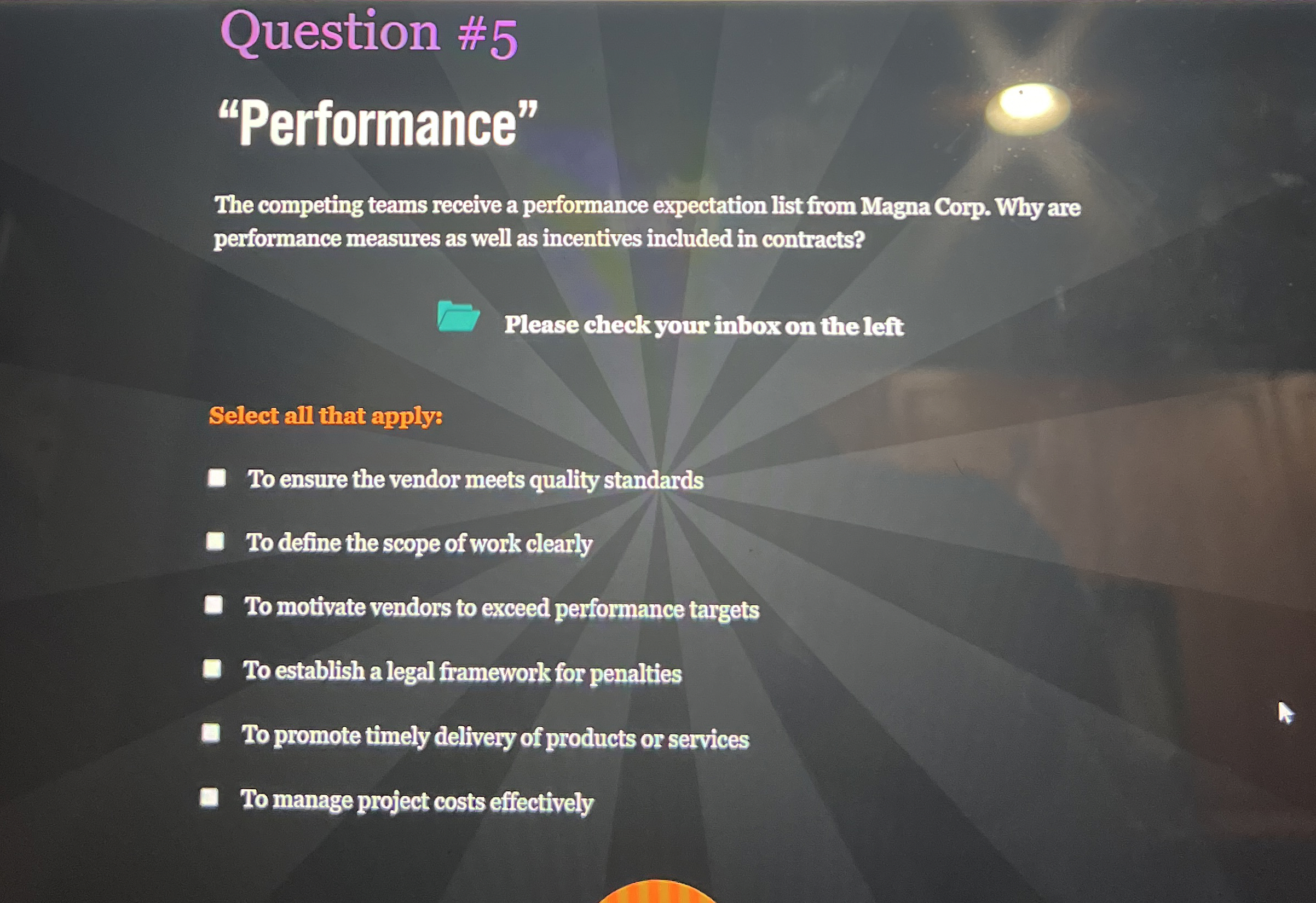 Solved The competing teams receive a performance expectation | Chegg.com
