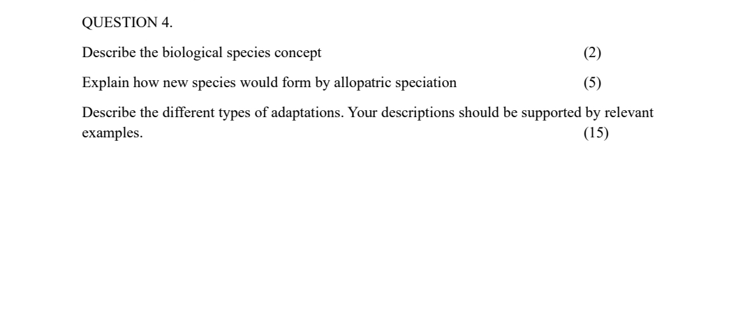 Solved QUESTION 4.Describe the biological species | Chegg.com