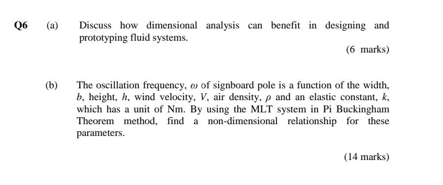 Solved Q6 (a) Discuss how dimensional analysis can benefit | Chegg.com