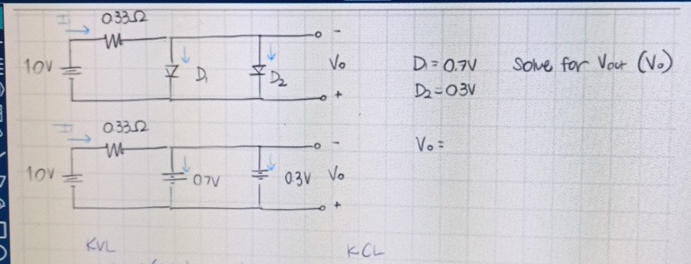 Solved D=0.7V ﻿Solve for Vout (V0)D2=03VV0= | Chegg.com
