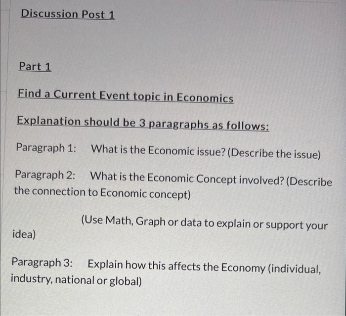 Solved Find a Current Event topic in Economics Explanation | Chegg.com