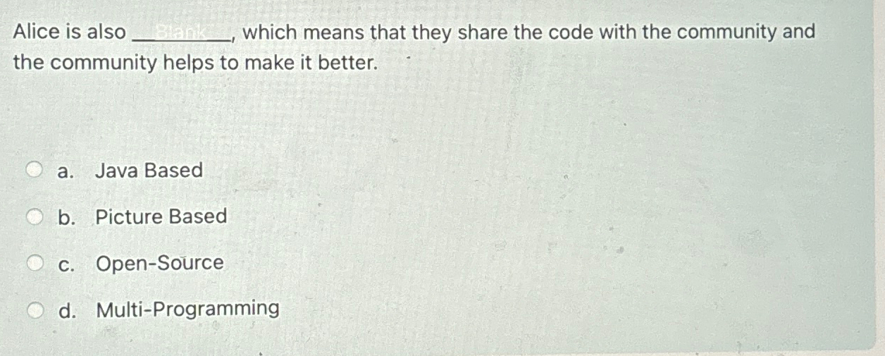Solved Alice is also which means that they share the code | Chegg.com