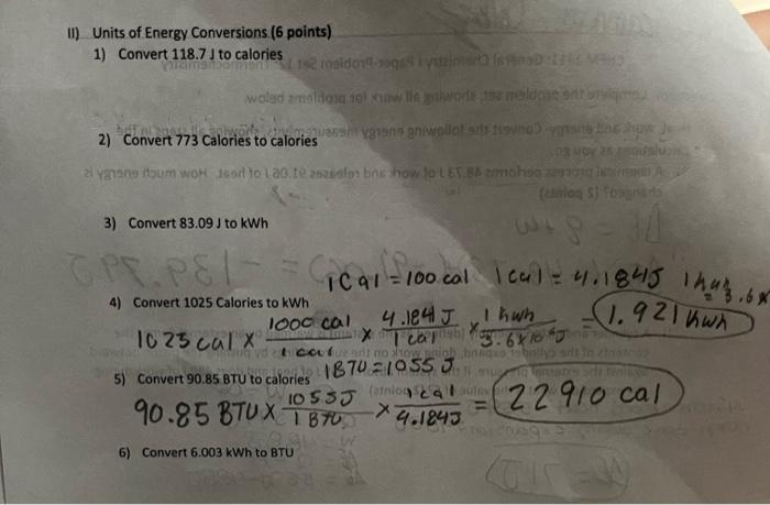 Solved 3) Convert 83.09 J to kWh 4) Convert 1025 Calories to | Chegg.com