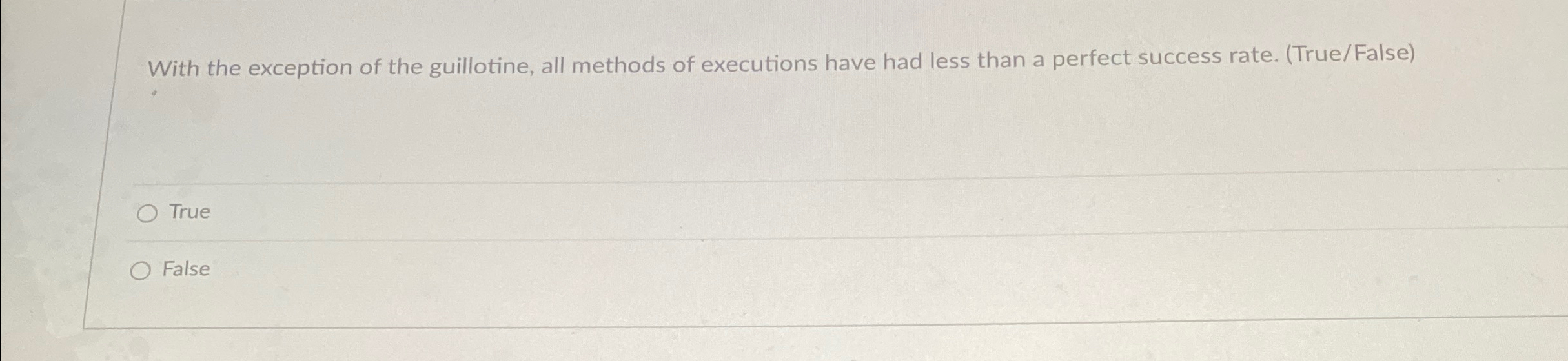 Solved With the exception of the guillotine, all methods of | Chegg.com