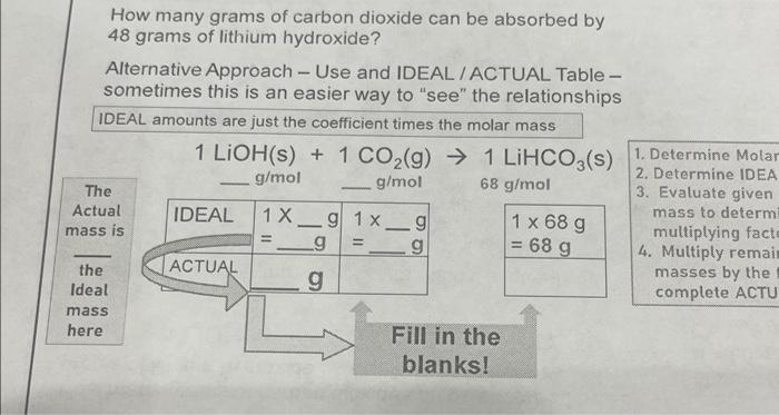 Solved How many grams of carbon dioxide can be absorbed by | Chegg.com