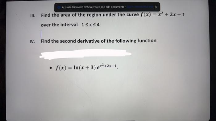 Solved Find The Area Of The Region Under The Curve F X X²