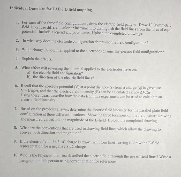 Solved 1. For each of the three field configurations, draw | Chegg.com