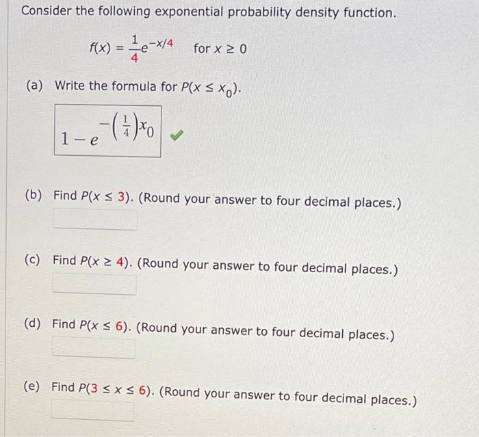 Solved Consider the following exponential probability | Chegg.com