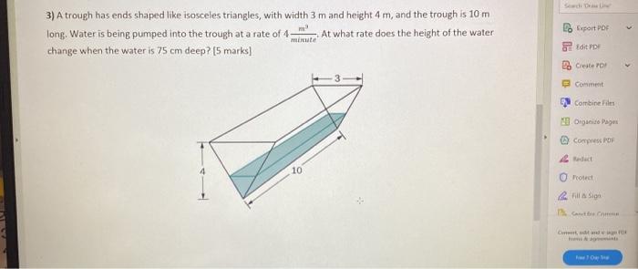 Solved A trough has ends shaped like isosceles triangles, | Chegg.com
