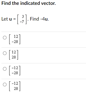 Solved Find the indicated vector. Find the indicated | Chegg.com