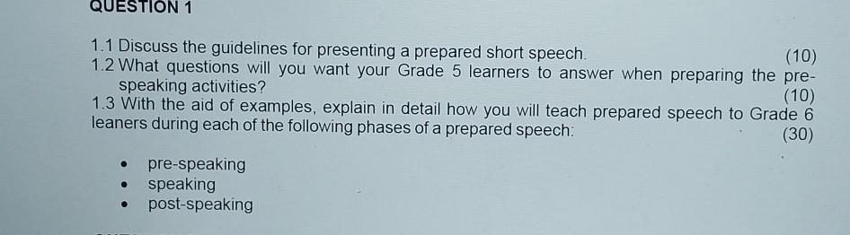 1.1 Discuss the guidelines for presenting a prepared | Chegg.com