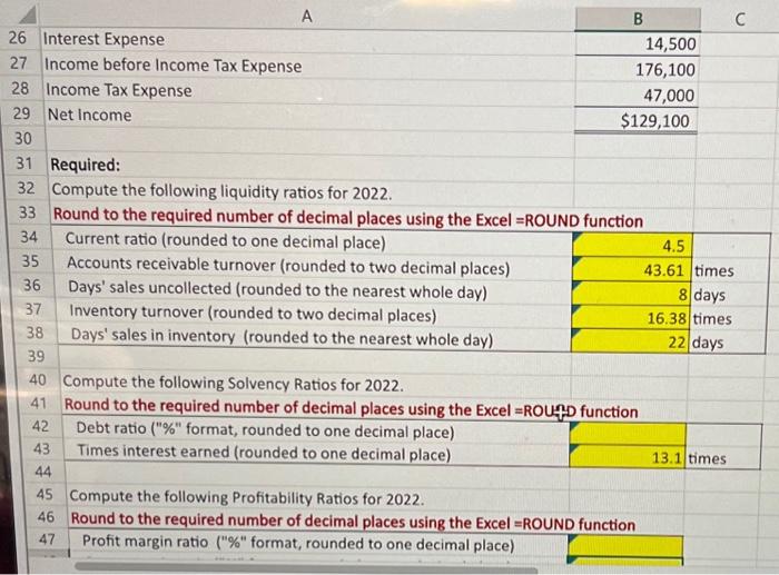 Solved Compute the following Solvency Ratios for 2022. 41 | Chegg.com