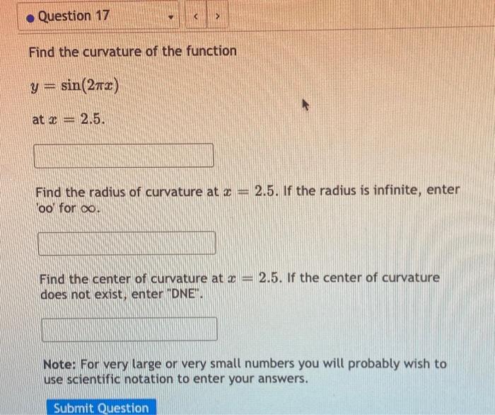 Solved Find the curvature of the function y=sin(2πx) at | Chegg.com