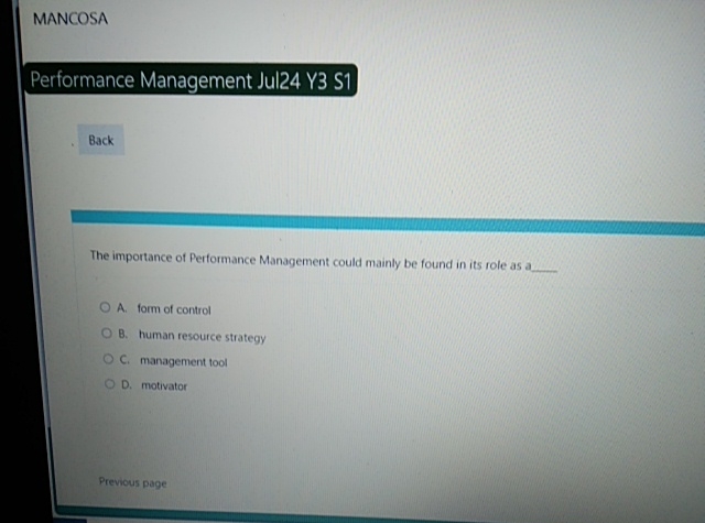 Solved The importance of Performance Management could mainly | Chegg.com