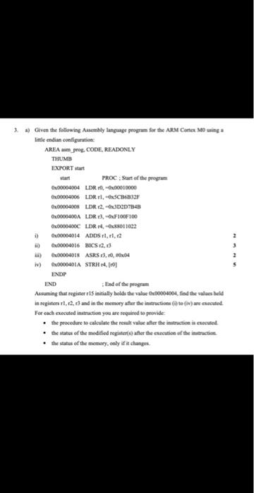 3. Given the following Assembly language program for | Chegg.com