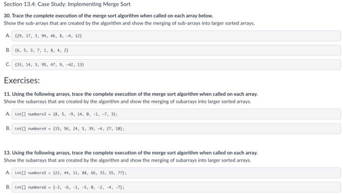 Solved Section 13.4: Case Study: Implementing Merge Sort 30. | Chegg.com