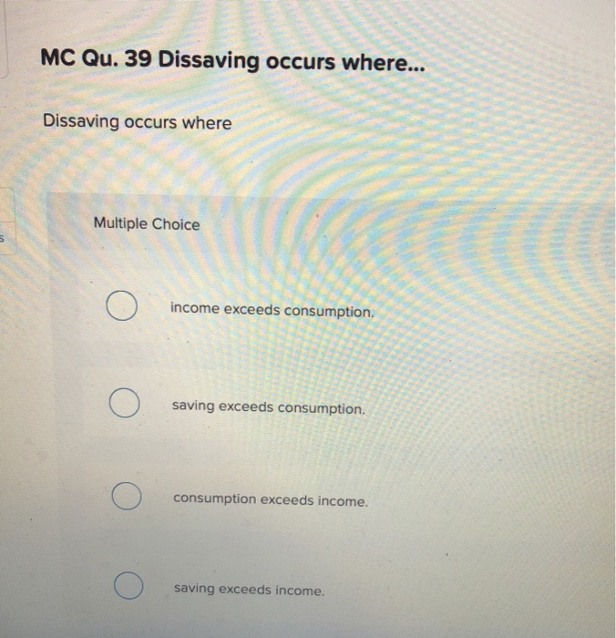 Solved MC Qu. 39 Dissaving occurs where.. Dissaving occurs | Chegg.com